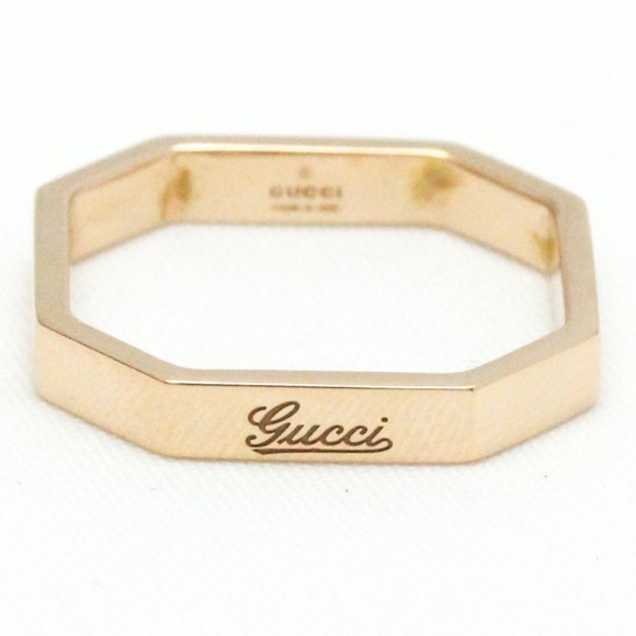 Gucci | Jewelry | Gucci Octagonal Ring Pink Gold 8k Fashion No Stone Band Ring Pink Gold | Poshmark